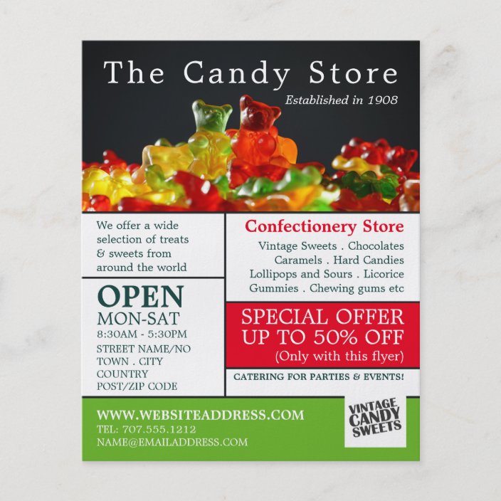Candy Gummy Bears, Confectionery Supplies Advert Flyer | Zazzle.com