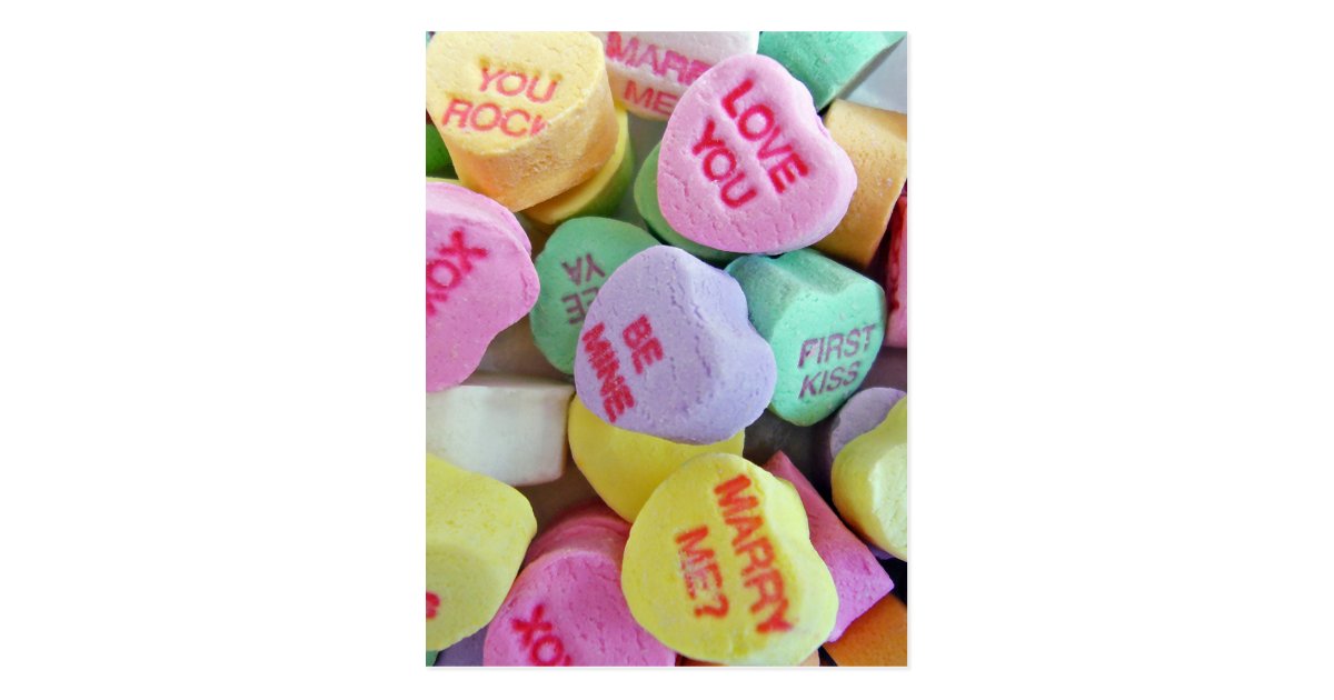 Candy Hearts Postcard | Zazzle.com