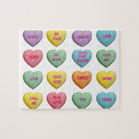 Candy Hearts Sweet Valentine Love Messages Jigsaw Puzzle | Zazzle.com