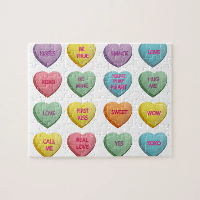 Candy Hearts Sweet Valentine Love Messages Jigsaw Puzzle | Zazzle