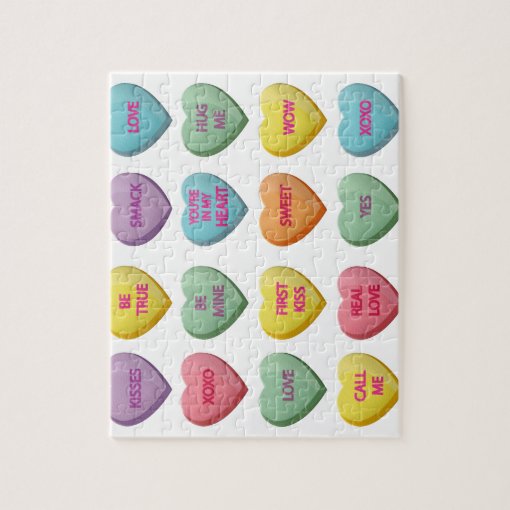 Candy Hearts Sweet Valentine Love Messages Jigsaw Puzzle | Zazzle
