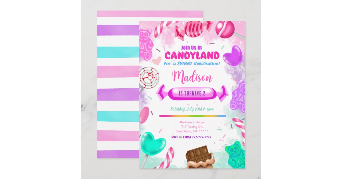 Candy land Birthday Invitation | Zazzle