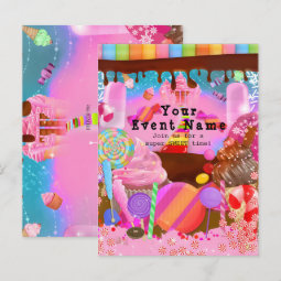 Candy Land Party Fantasy Birthday Flyer Invitation | Zazzle