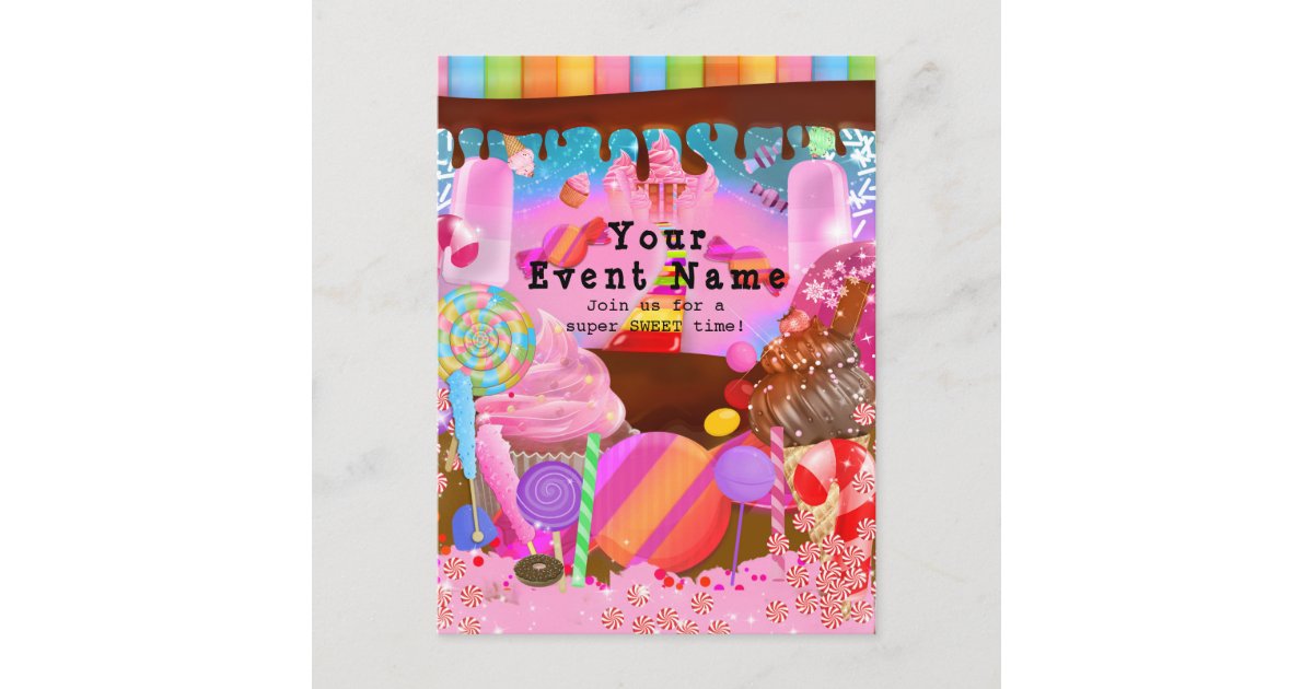Candy Land Party Fantasy Birthday Flyer Invitation | Zazzle