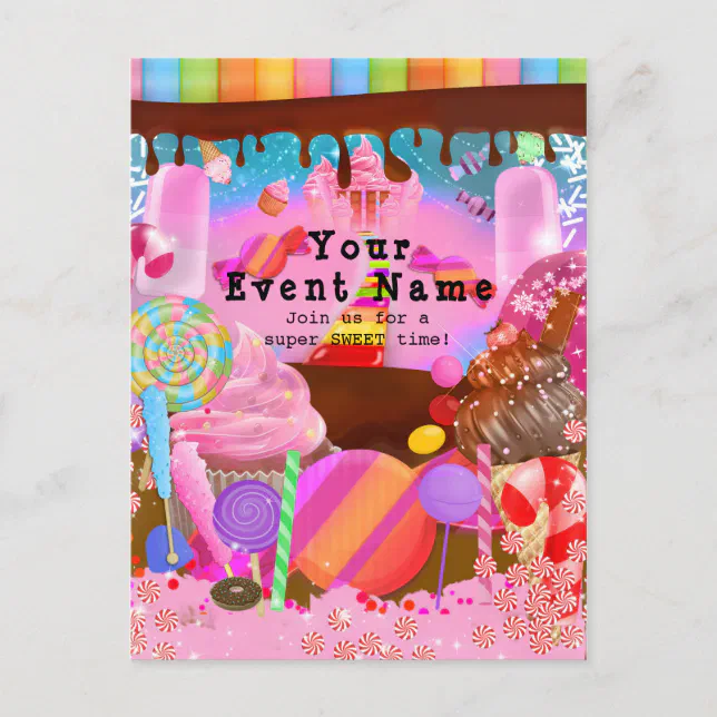 Candy Land Party Fantasy Birthday Flyer Invitation | Zazzle