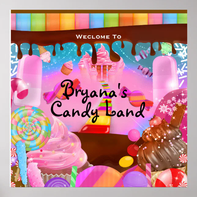 Candy Land Party Fantasy Birthday Personalized Poster | Zazzle