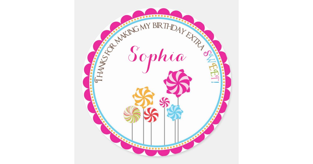 Candy Land Pinwheel Birthday Stickers | Zazzle