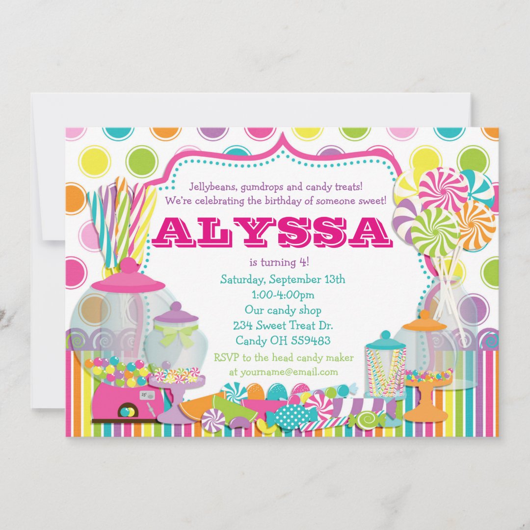 Candy Shop and Sweet Shoppe Party Invitation | Zazzle