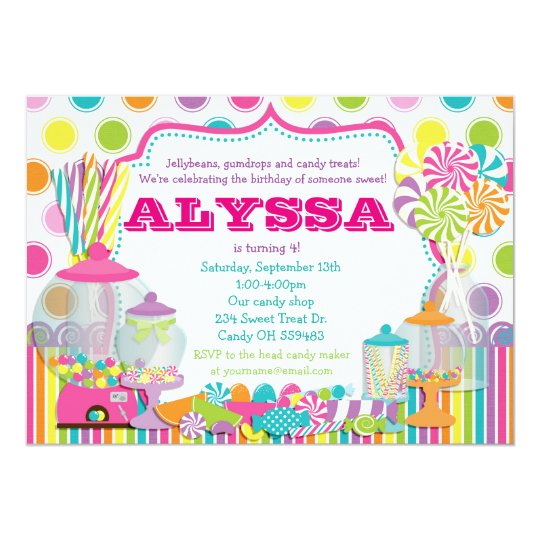 Candy Shop and Sweet Shoppe Party Invitation | Zazzle.com