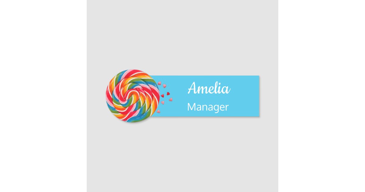 Candy Shop Sweets Store Lollipop Employee Name Tag | Zazzle