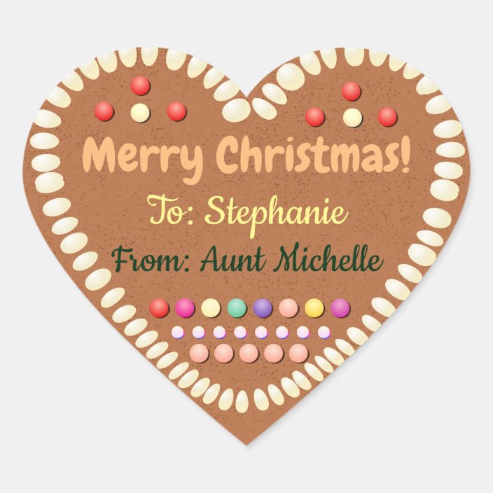 Candy-Sprinkled German Gingerbread Heart Heart Sticker | Zazzle.com