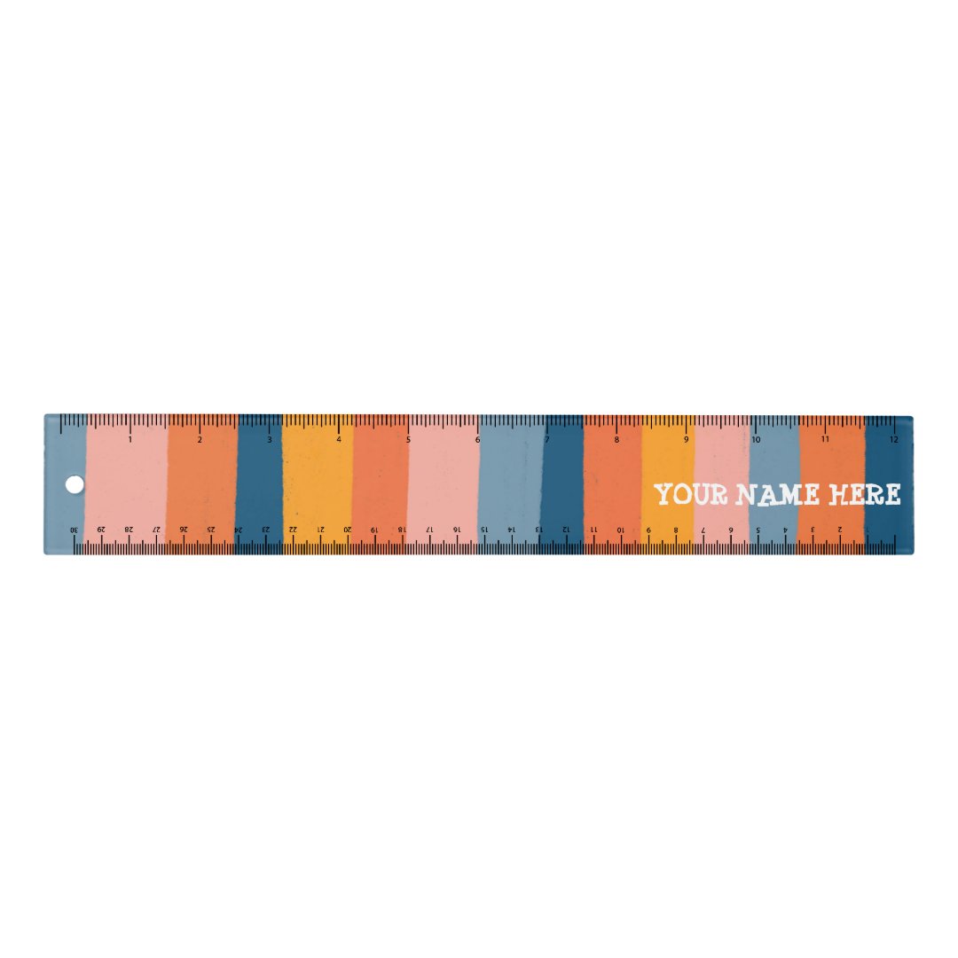Candy Stripes Orange Pink Blue CUSTOMIZE IT Ruler | Zazzle