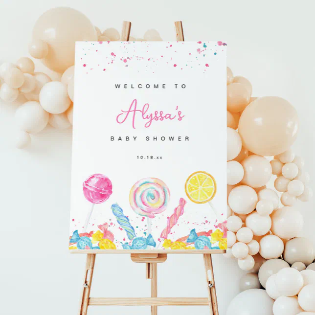 Candy Sweet Shop Baby Shower Welcome Sign | Zazzle