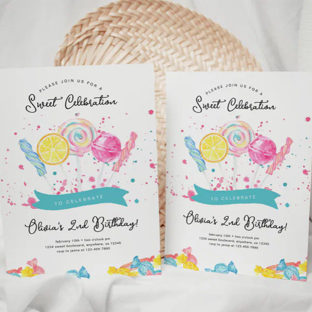 Candy Sweet Shop Birthday Invitation | Zazzle