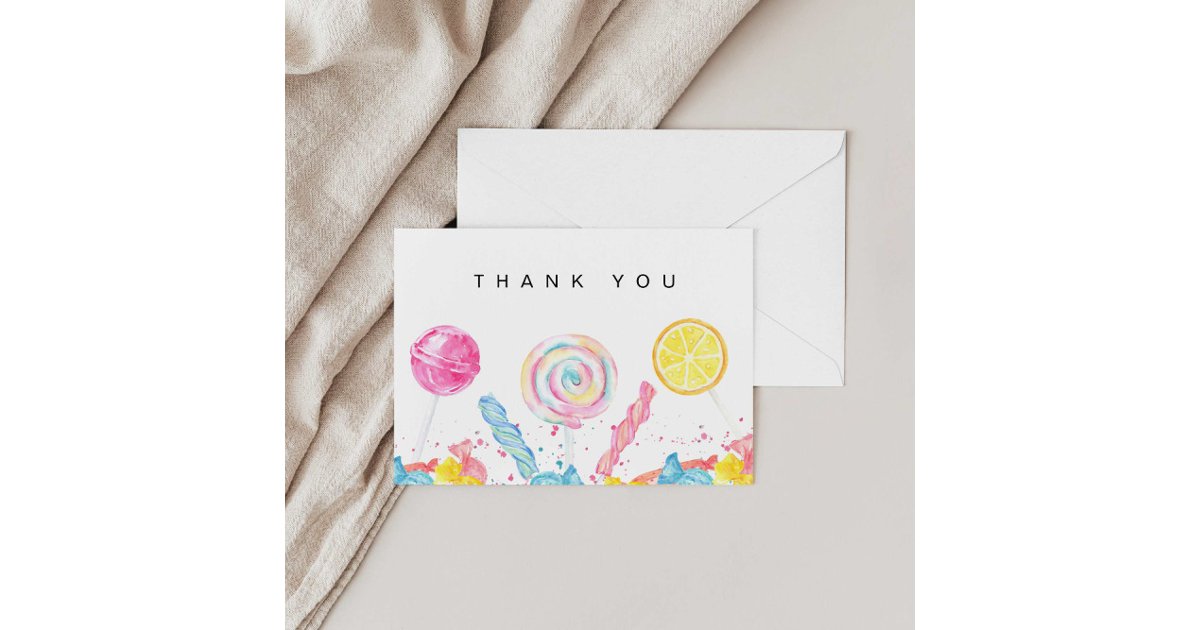 Candy Sweet Shop Birthday or Baby Shower Thank You Card | Zazzle