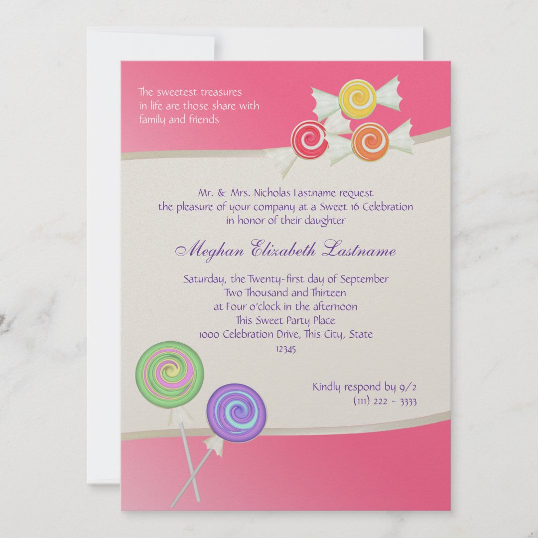 Candy Sweet Sixteen Birthday Watermelon Dark Pink Invitation | Zazzle