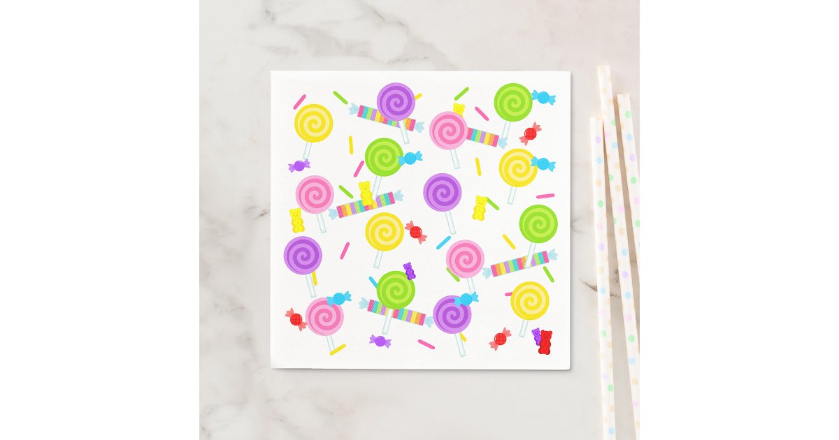 Candy Sweet Treats and Lollipops Paper Napkins | Zazzle