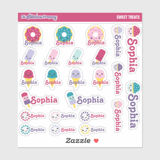 Candy Sweets Personalized Name Labels | School | Zazzle