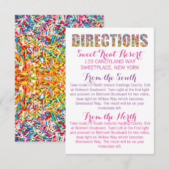Candy Theme DIRECTIONS Card | Zazzle
