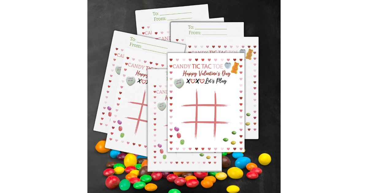 Candy Tic Tac Toe Valentine Note Card | Zazzle