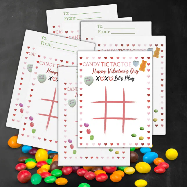 Candy Tic Tac Toe Valentine Note Card | Zazzle