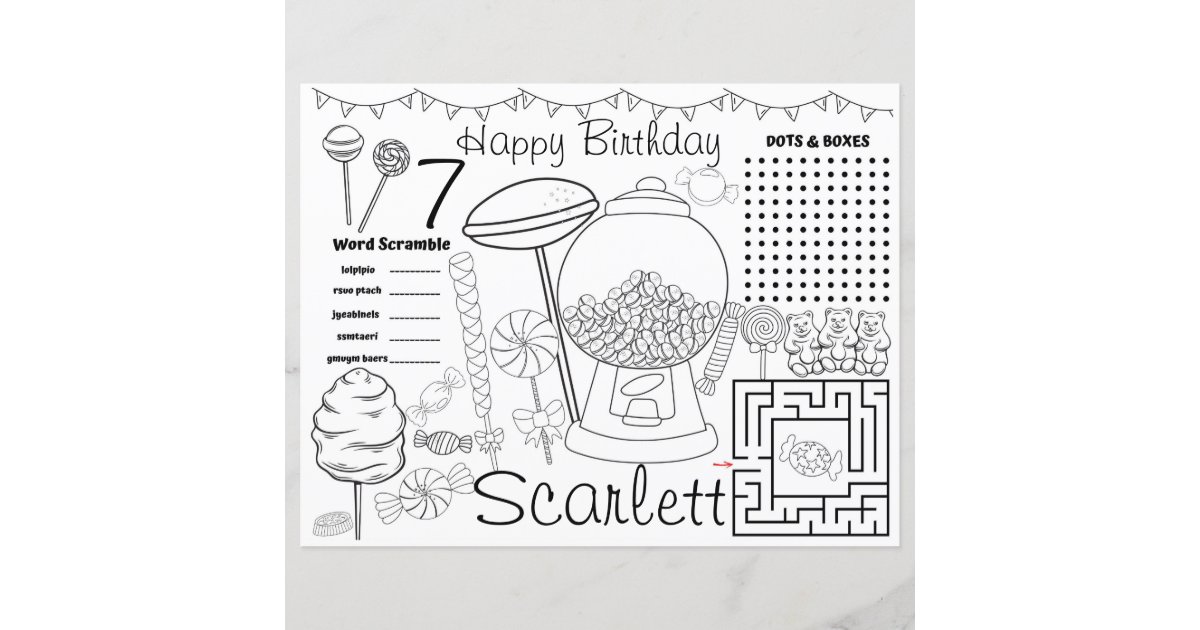 Candyland activity sheets, candyland placemats | Zazzle