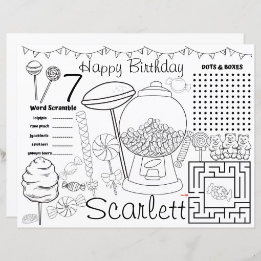 Candyland activity sheets, candyland placemats | Zazzle
