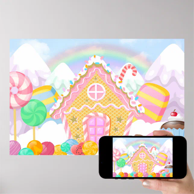 Candyland Backdrop Candyland Theme backdrop Poster | Zazzle