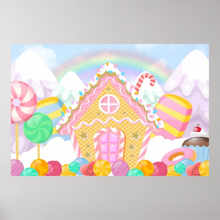 Candyland Backdrop Candyland Theme backdrop Poster | Zazzle