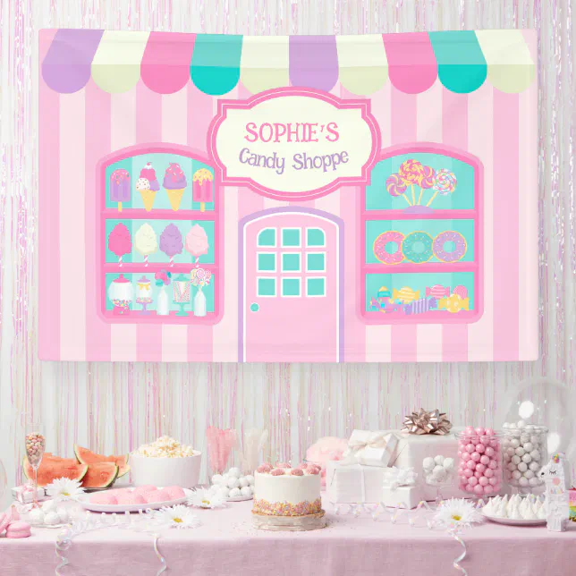 Candyland Birthday Decorations Candy Shop Banner | Zazzle