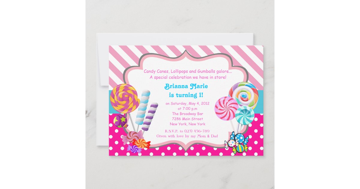 Candyland candy Theme Birthday Invitation | Zazzle