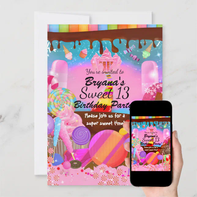 Candyland Party Fantasy Candy Cupcakes Flyer Invitation | Zazzle
