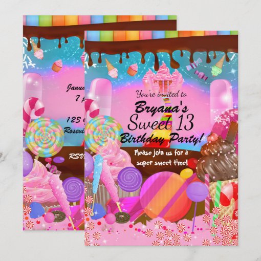 Candyland Party Fantasy Candy Cupcakes Flyer Invitation | Zazzle