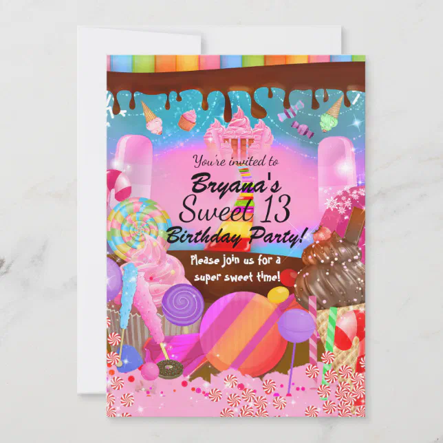 Candyland Party Fantasy Candy Cupcakes Flyer Invitation | Zazzle