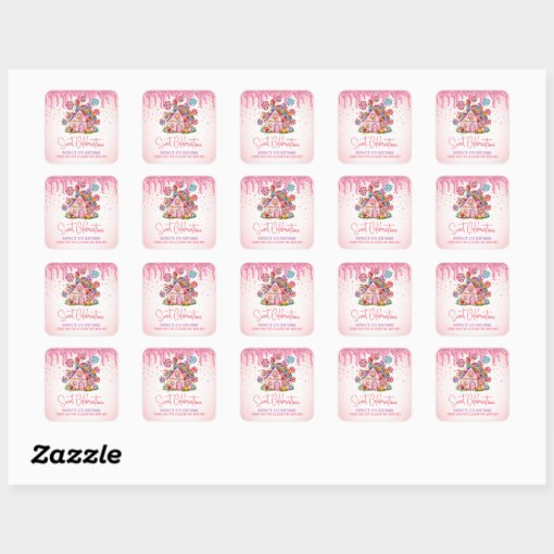 Candyland Sweet Celebration Birthday Thank You Square Sticker | Zazzle