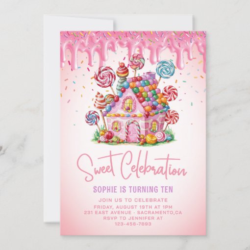 Candyland Sweet Celebration Kids Birthday Party Invitation | Zazzle