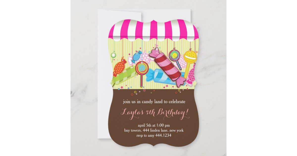 Candyland Sweet Shop Birthday Invitations | Zazzle