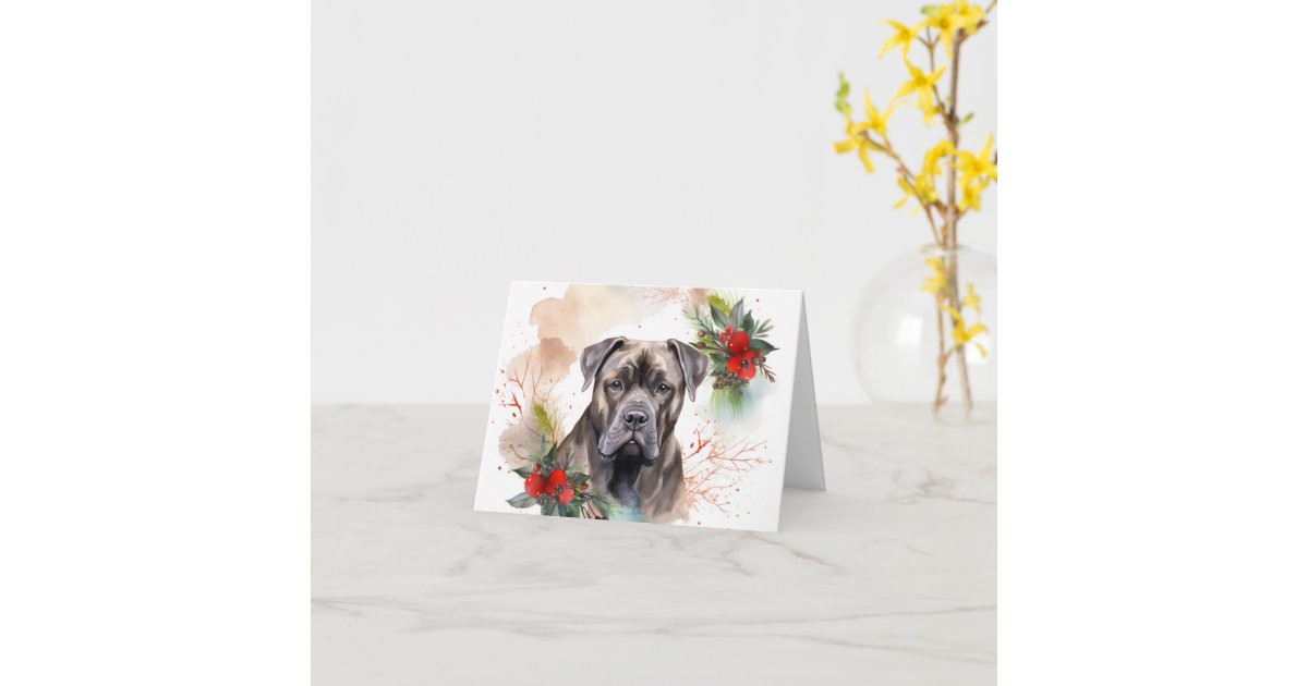 Cane Corso Christmas Wreath Festive Pup Card | Zazzle