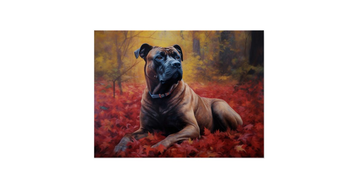 Cane Corso in Autumn Leaves Fall Inspire Poster | Zazzle