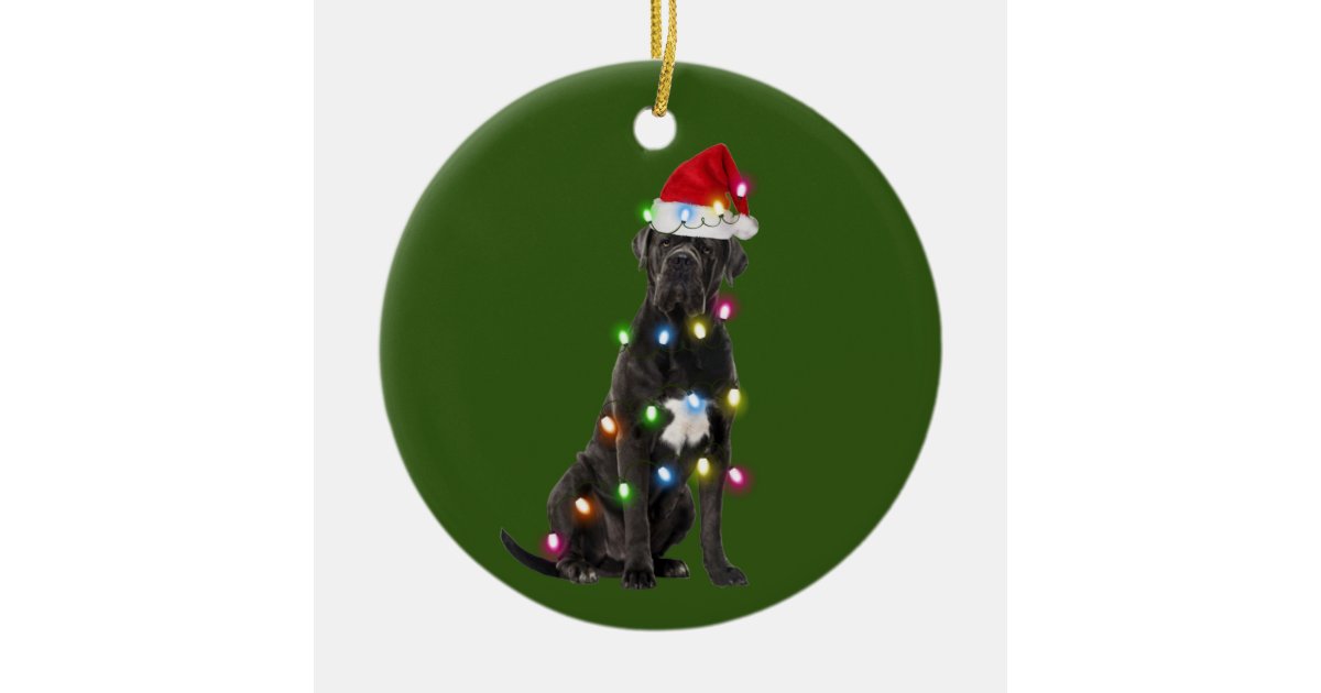 Cane corso With Christmas Scafts Santa Hat Ceramic Ornament | Zazzle