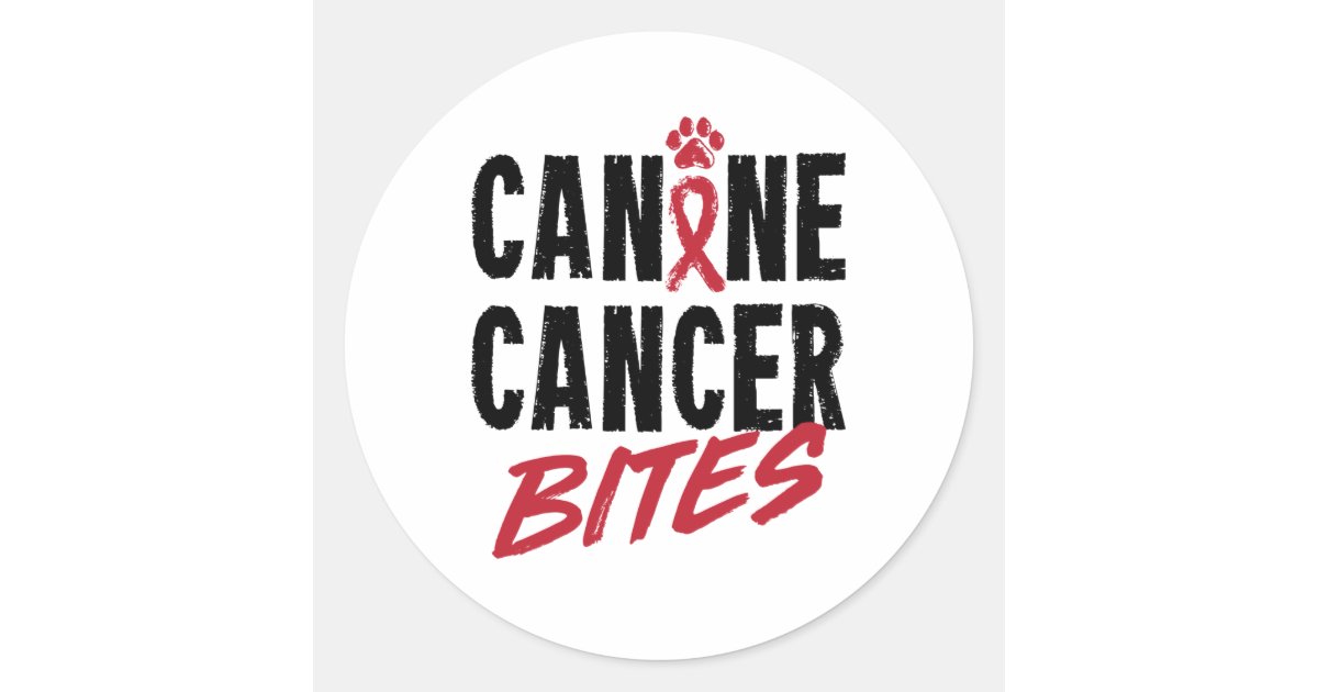 Canine Cancer Bites Dog Carcinoma Awareness Classic Round Sticker | Zazzle
