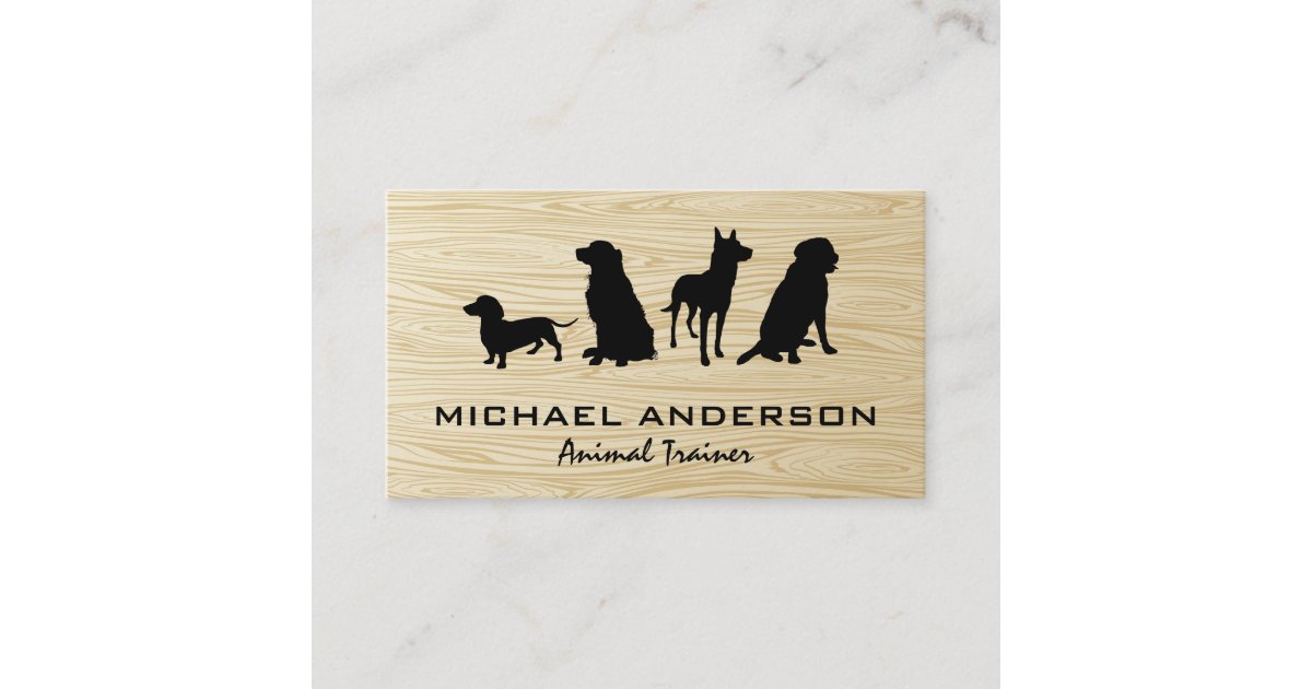 Canine Pack | Dog Training | Wood Background Business Card | Zazzle