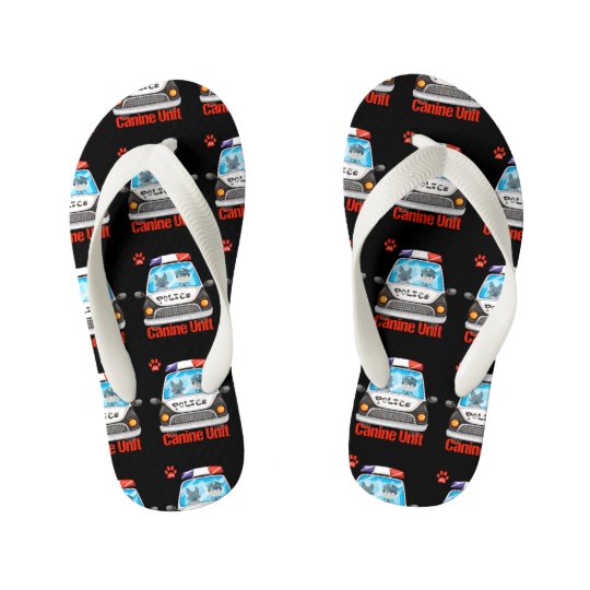 Canine Unit Policeman and Police Dog In Police Car Kid's Flip Flops ...