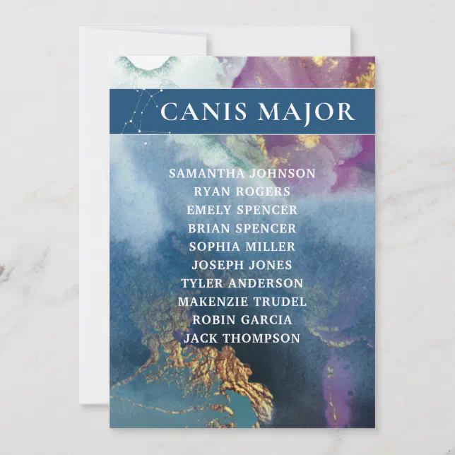 Canis Major Table Number Celestial Seating Chart | Zazzle