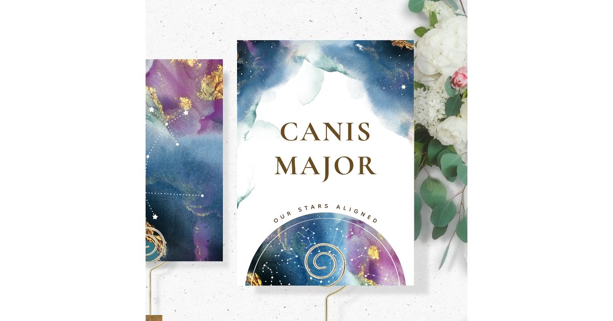 Canis Major Table Sign Celestial Watercolor Theme Invitation | Zazzle