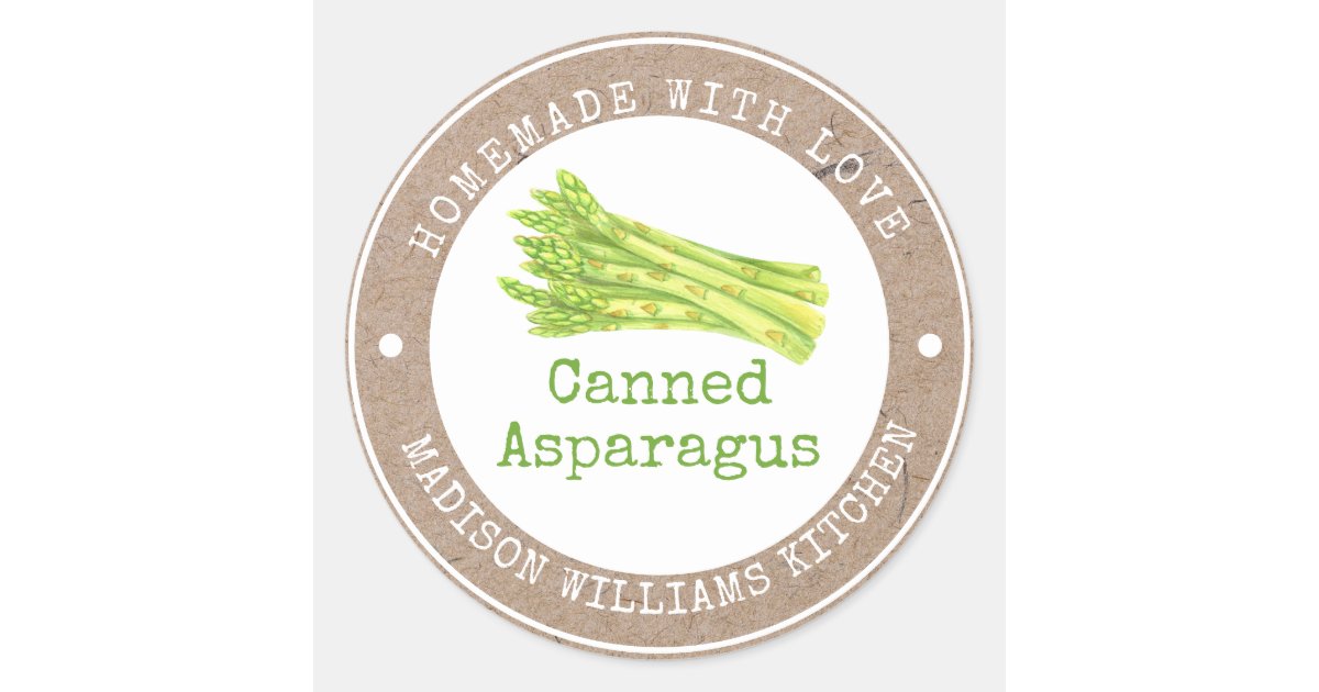 Canned Asparagus Label | Homemade with Love | Zazzle