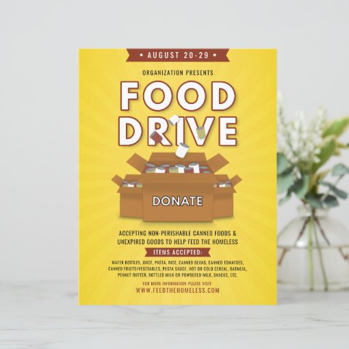 Canned Food Drive Feed Homeless Fundraiser Flyer | Zazzle