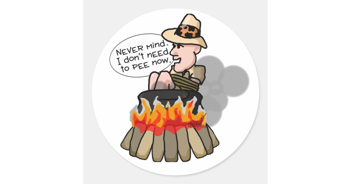 Cannibal Cooking Pot Classic Round Sticker | Zazzle
