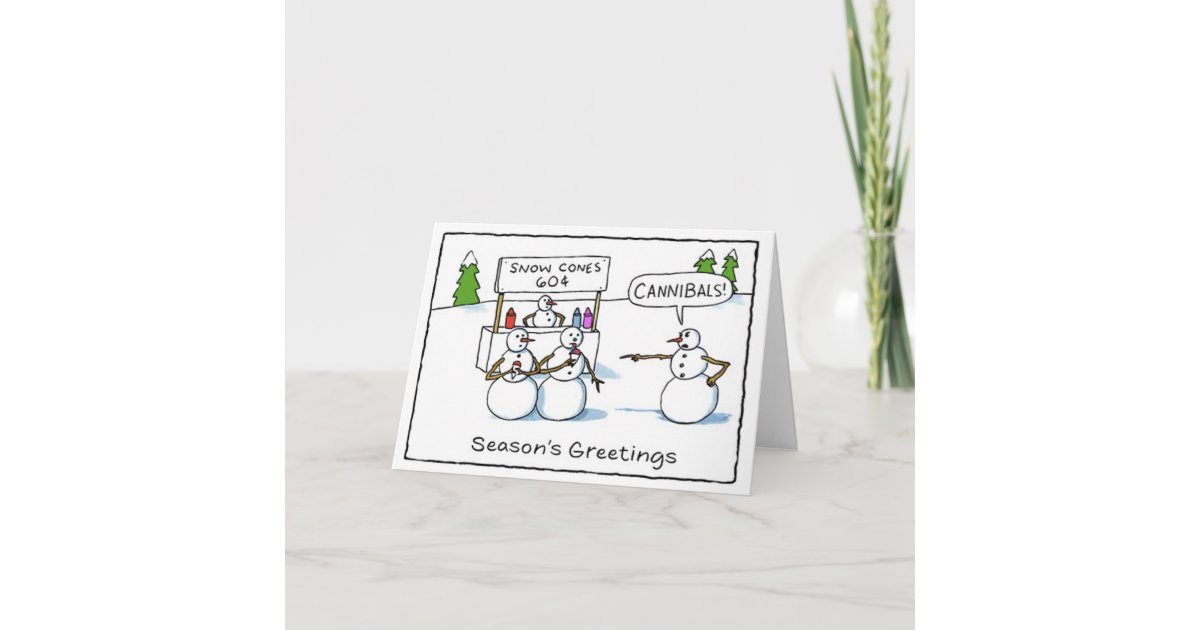 Cannibal Snowmen Funny Greeting Card | Zazzle