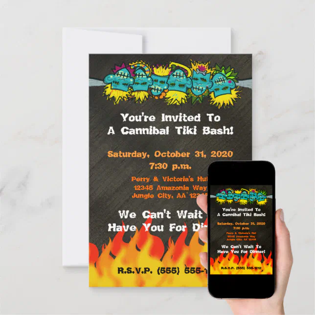Cannibal Tiki Bash Headhunter Style Party - Invitation | Zazzle